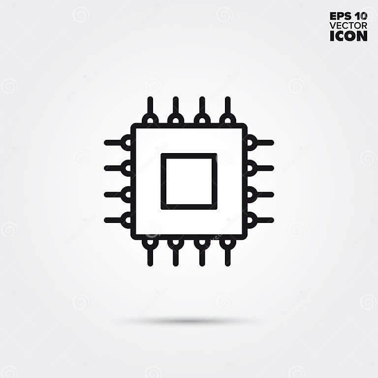 Microprocessor Vector Line Icon Stock Vector - Illustration of ...
