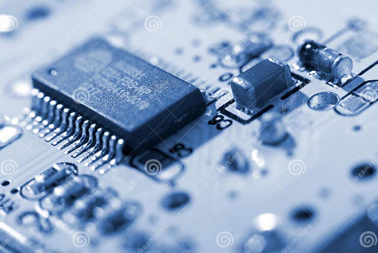 Microprocessor with Motherboard Background. Computer Board Chip Circuit ...