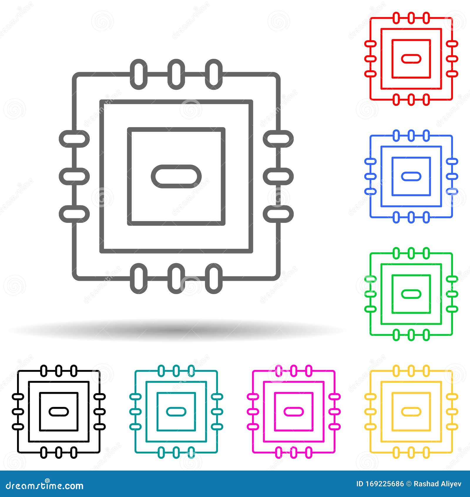 Microprocessor Multi Color Style Icon. Simple Thin Line, Outline Vector ...