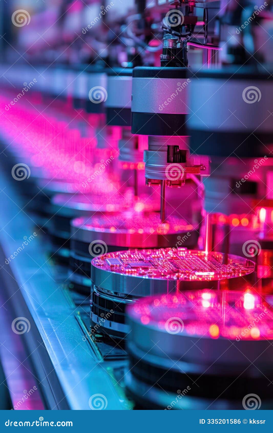 Microprocessor Production, Rows of Microprocessors in a High-tech ...