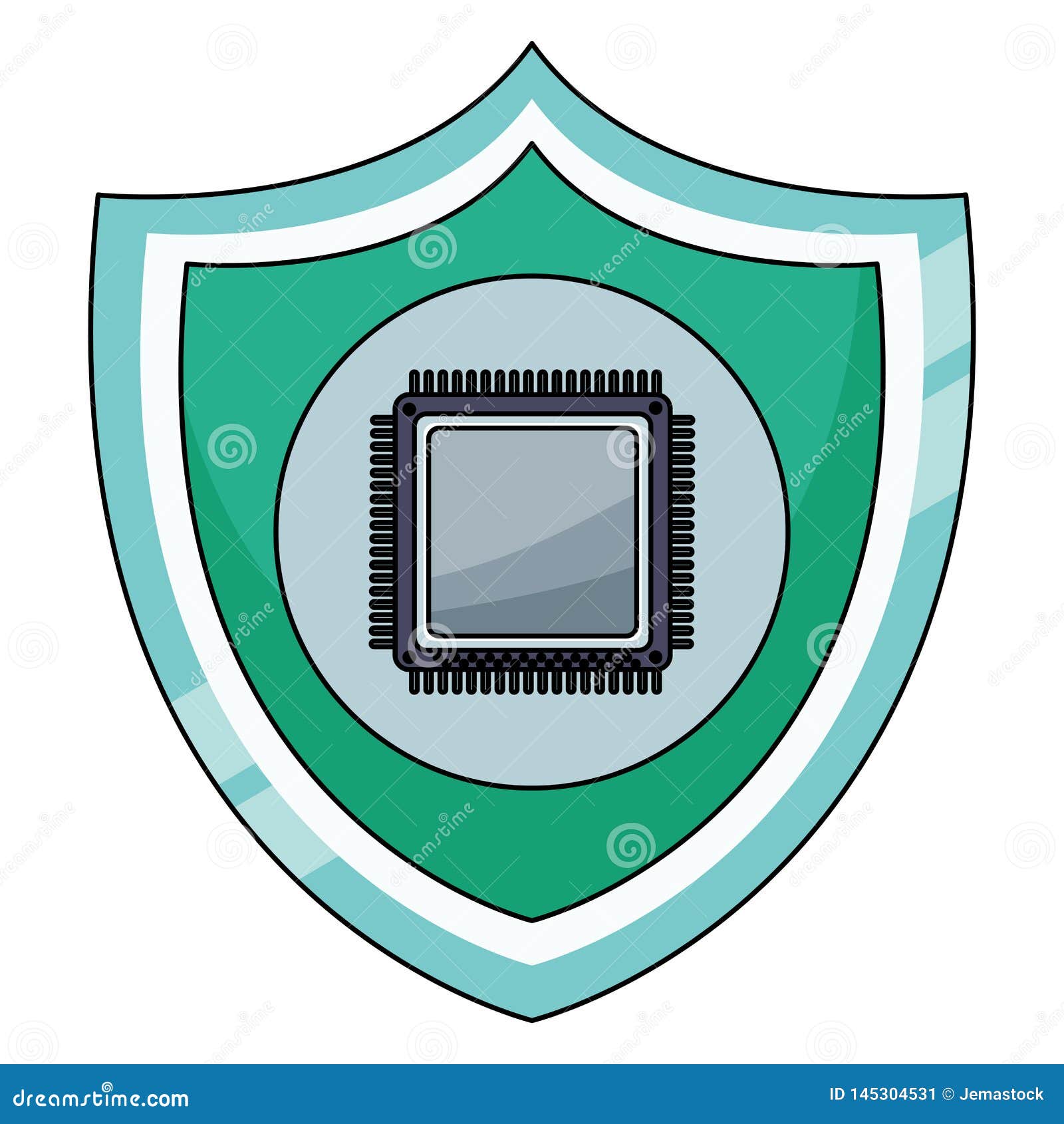 Microprocessor on shield stock vector. Illustration of board - 145304531