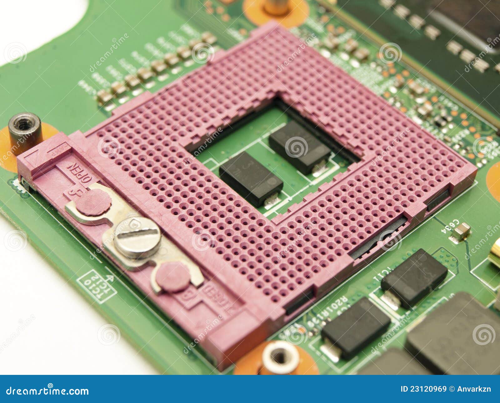 Microprocessor Slot on a Circuit Board Stock Image - Image of device ...