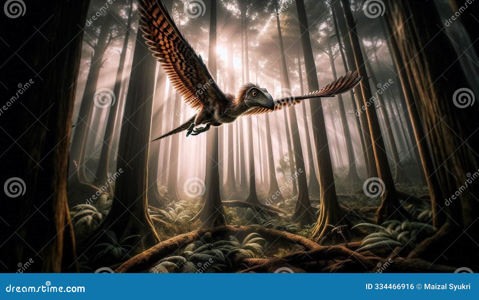 Microraptor Gliding Through The Trees Royalty-Free Stock Image ...