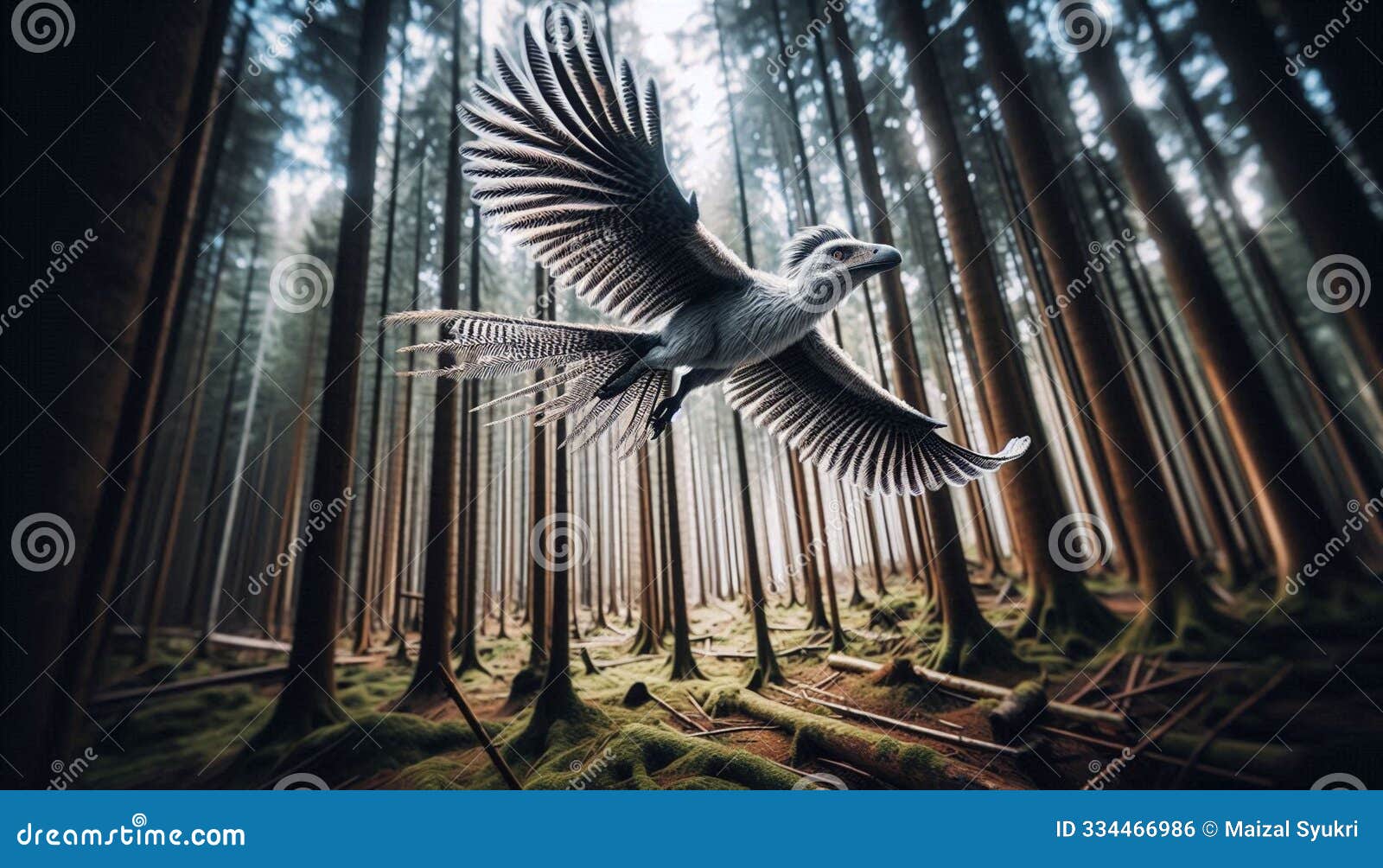 Microraptor Gliding Through The Trees Royalty-Free Stock Image ...