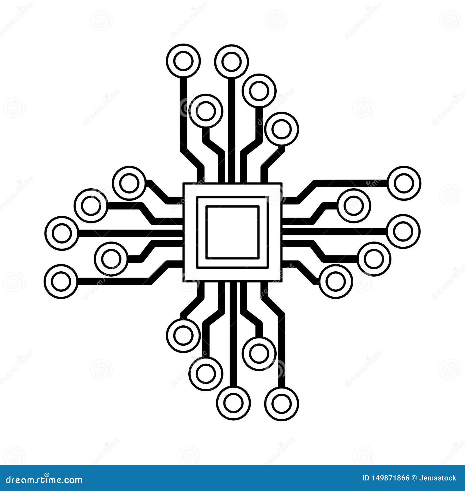 Microschip Technology Symbol Isolated in Black and White Stock Vector ...