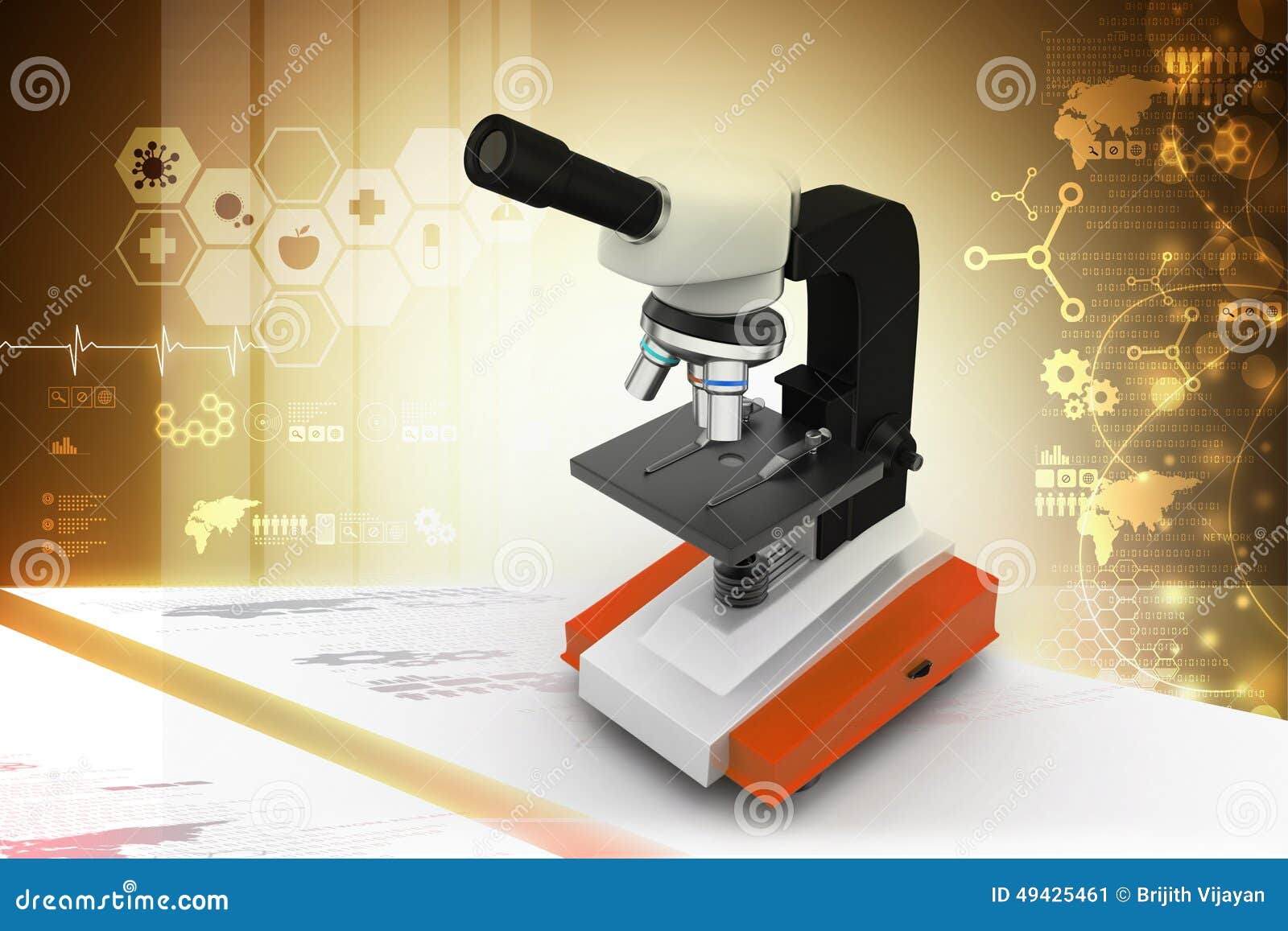 Microscope on Abstract Background Stock Illustration - Illustration of ...