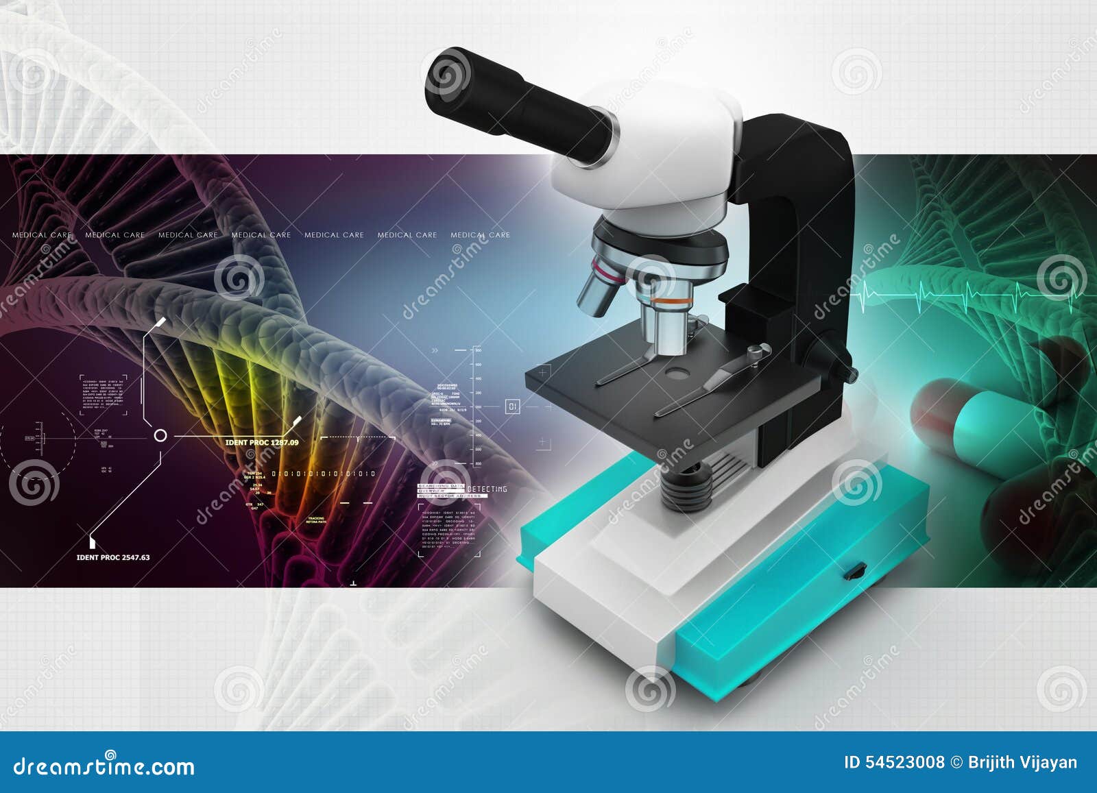 Microscope on Abstract Background Stock Illustration - Illustration of ...