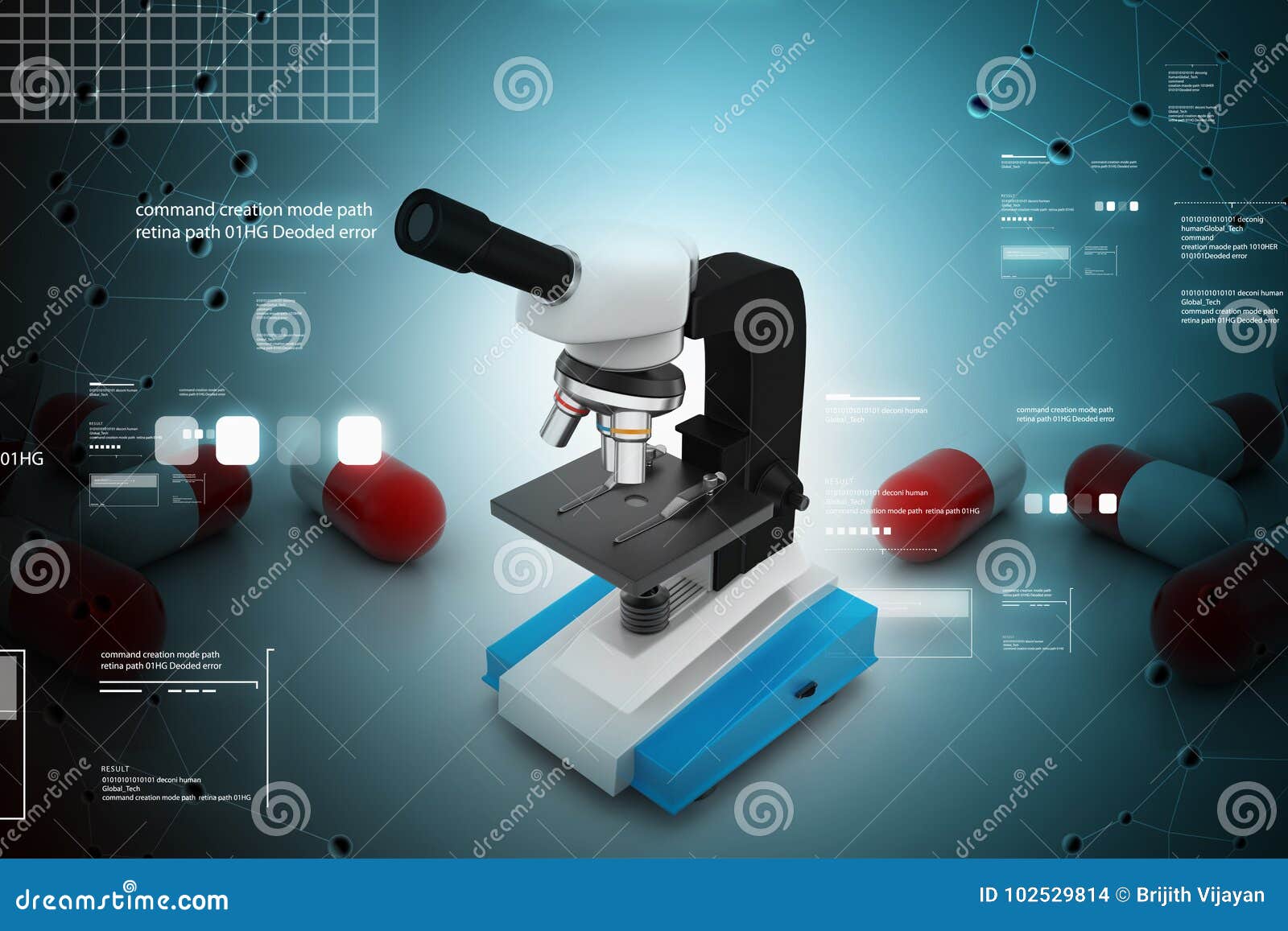 Microscope on Abstract Background Stock Illustration - Illustration of ...