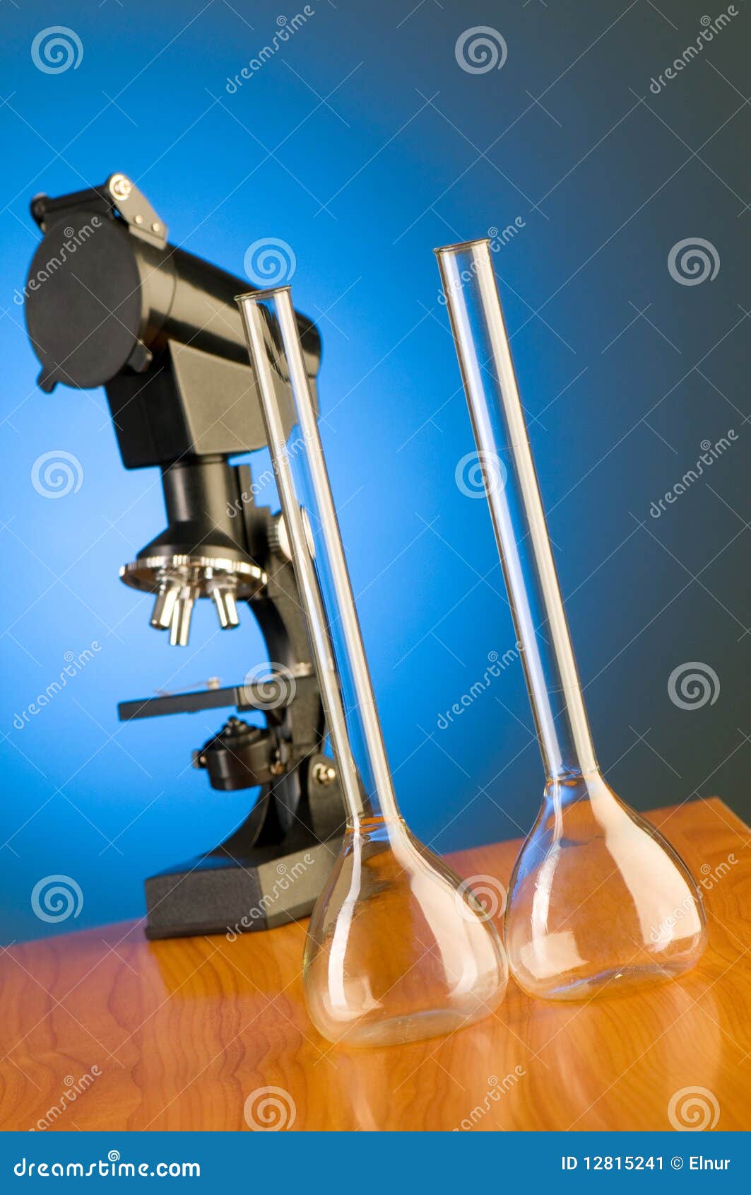 Microscope Against Blue Background Stock Image - Image of microbiology ...