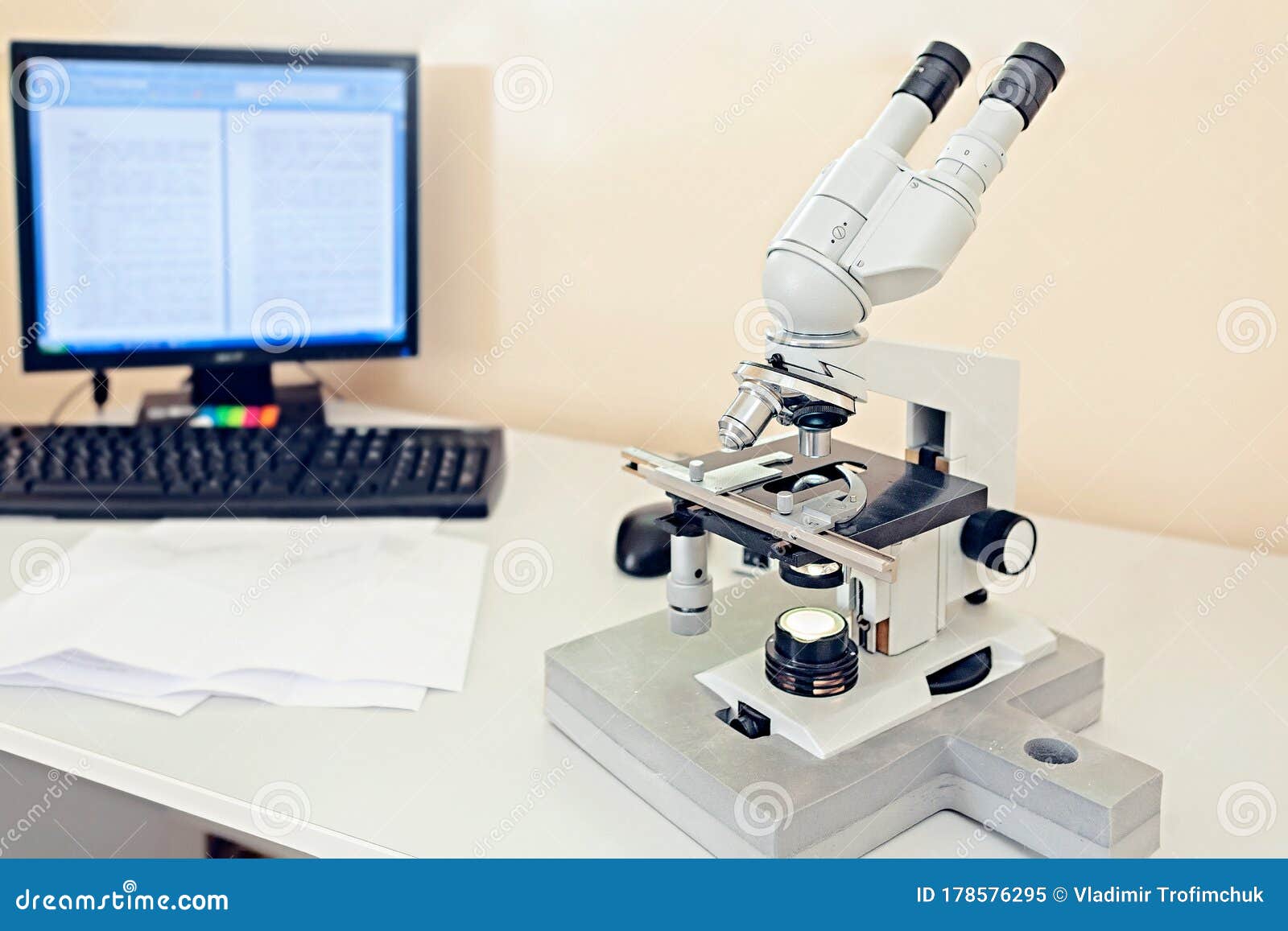 Microscope for Analysis Blood Test Stock Image - Image of analysis ...