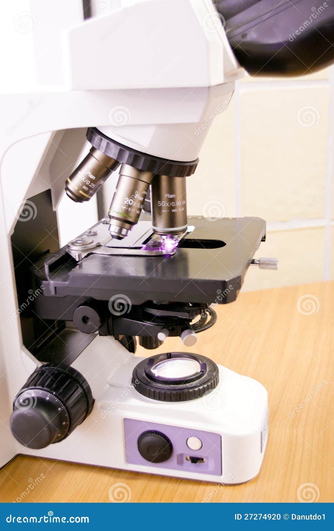 Microscope Analyzing Cells in a Blood Sample Stock Photo - Image of ...