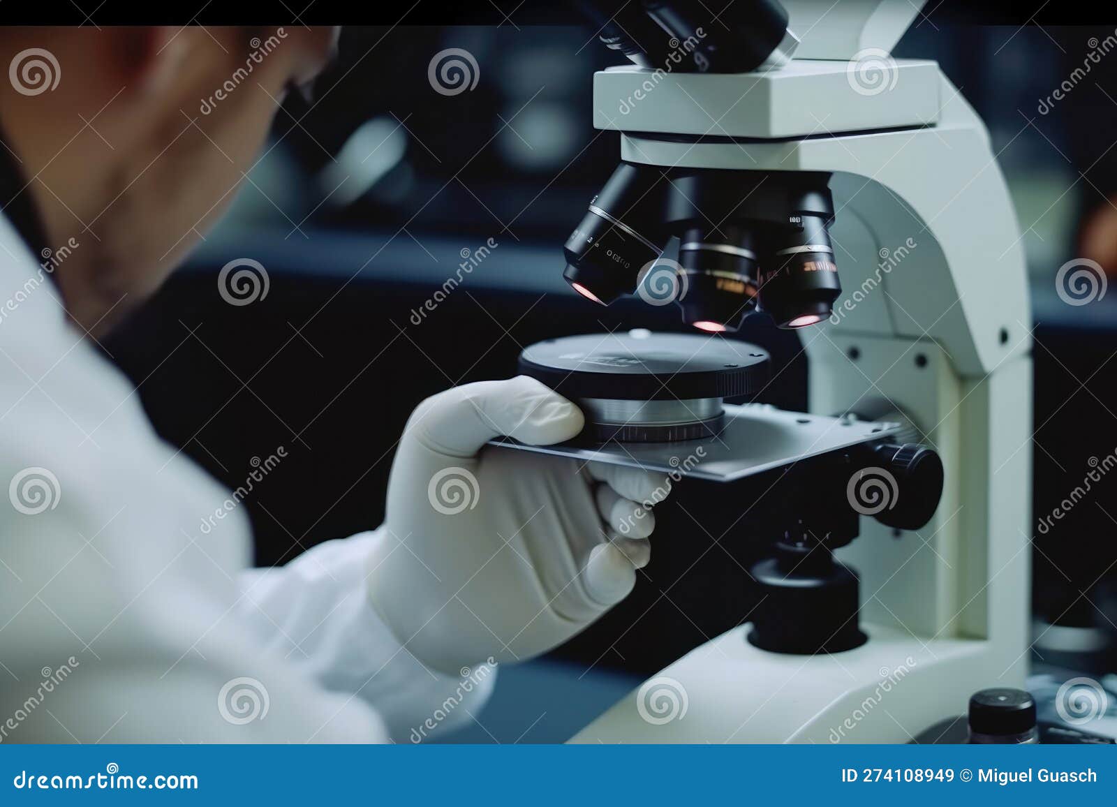 Microscope Analyzing Samples in a Laboratory Stock Illustration ...