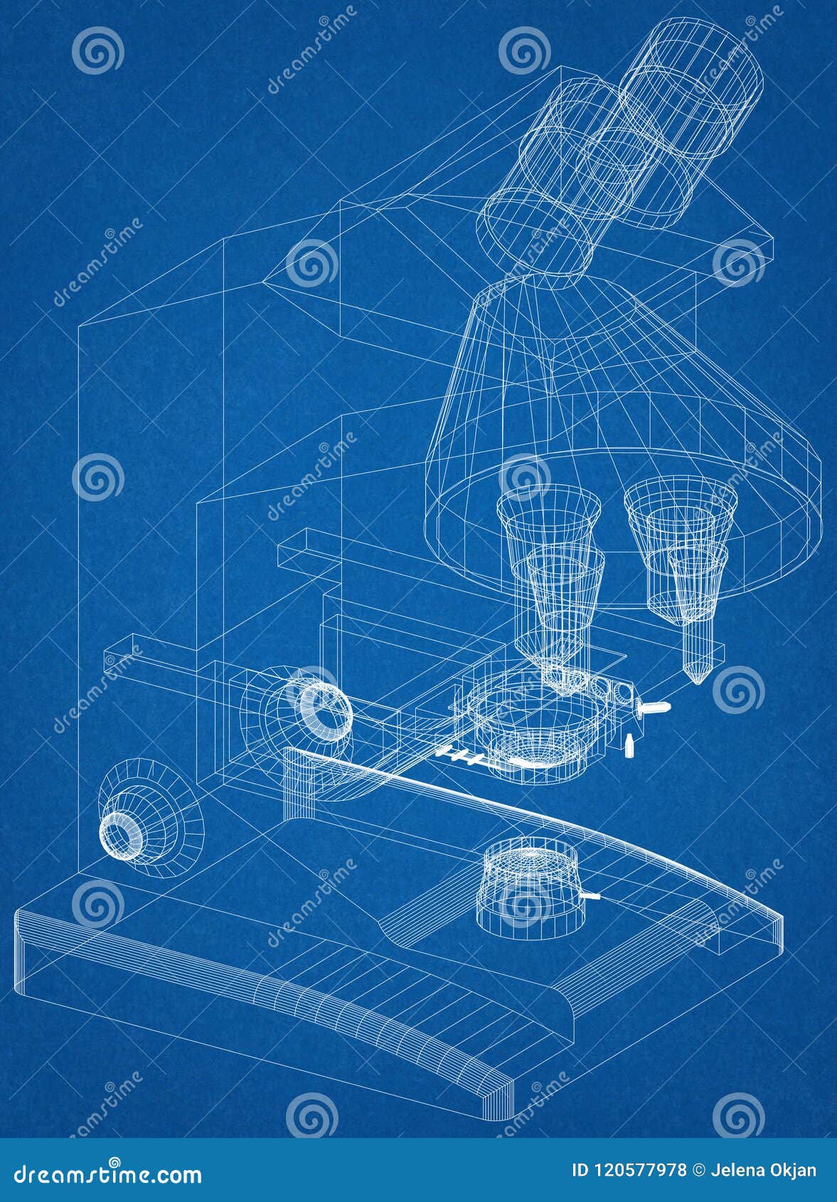 Microscope Architect Blueprint Stock Illustration - Illustration of ...