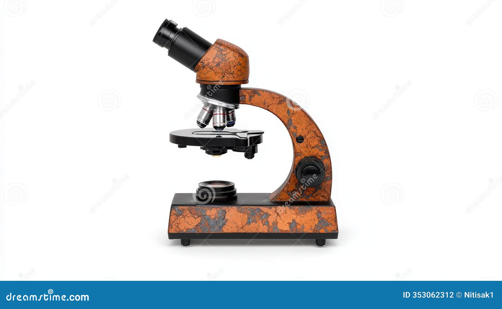 Microscope with an Artistic Orange Design Isolated on a White ...