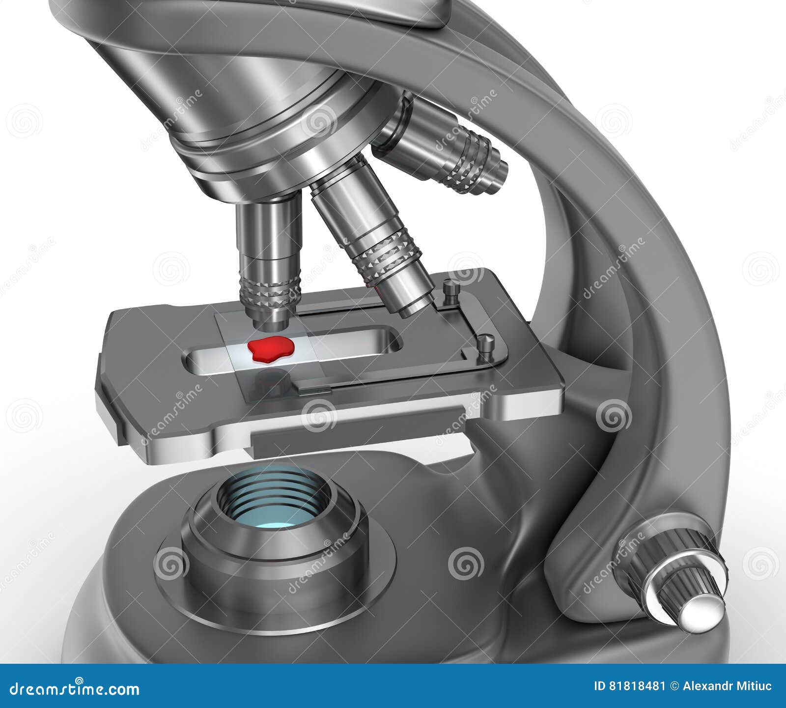 Microscope Avec Une Prise De Sang Sur Une Plaque En Verre Illustration ...