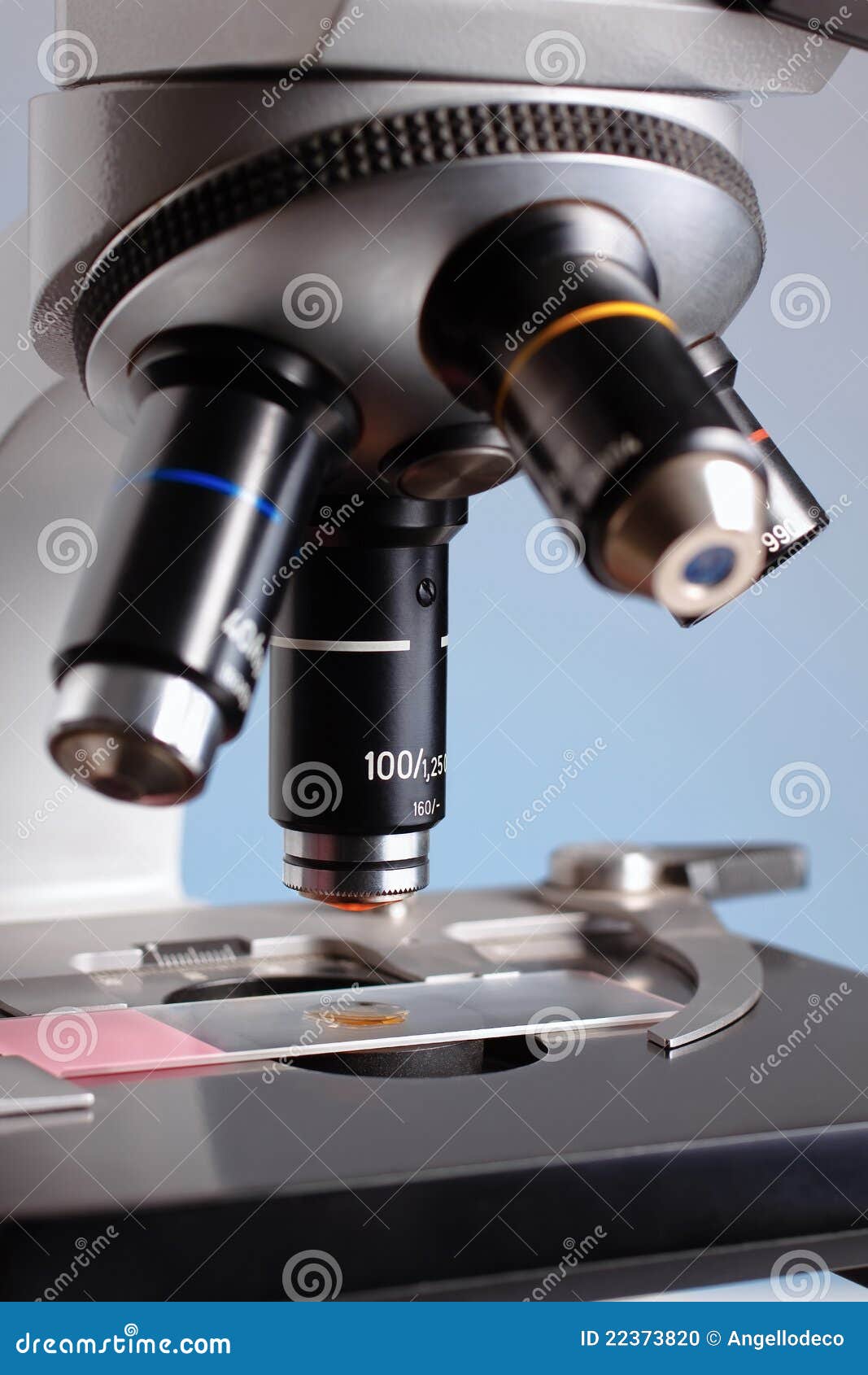 Microscope on a Background Blue Stock Photo - Image of health ...