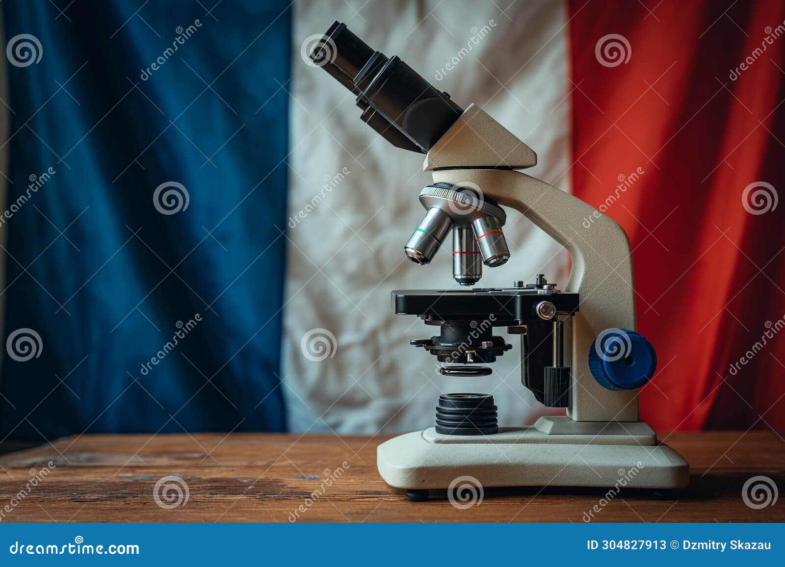 Microscope on the Background of the France Flag Stock Illustration ...