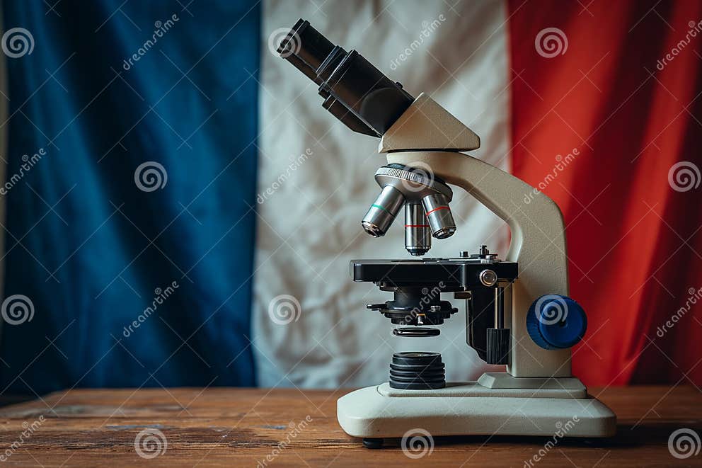Microscope on the Background of the France Flag Stock Illustration ...