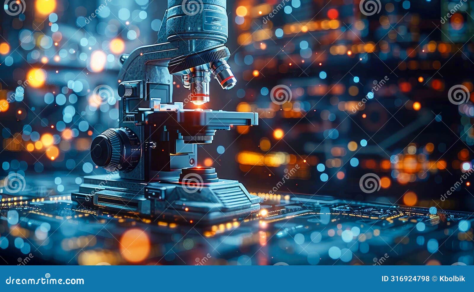 Microscope on the Background of the Scientific Laboratory. Microscope ...