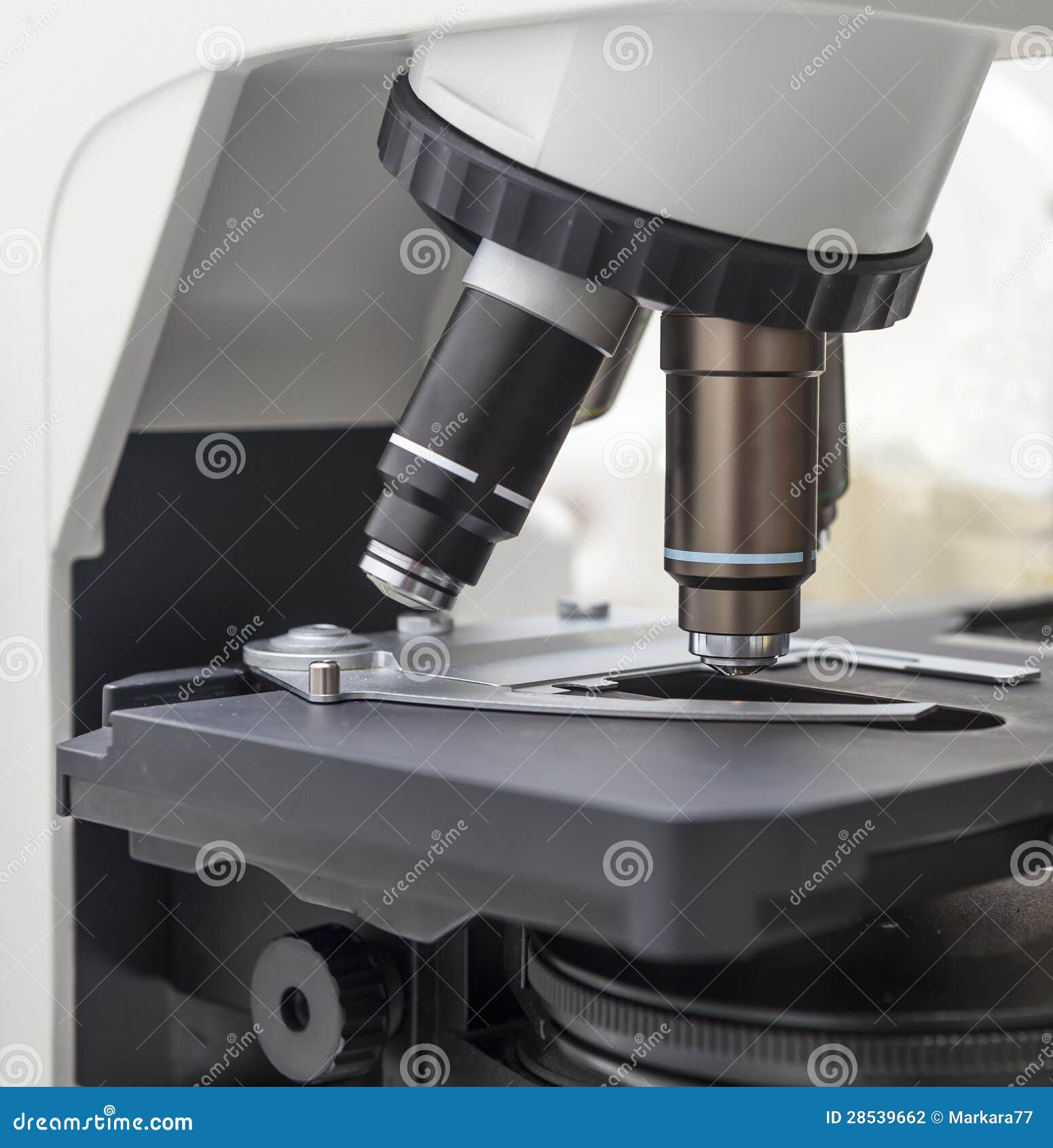 Microscope in bio lab stock photo. Image of education - 28539662