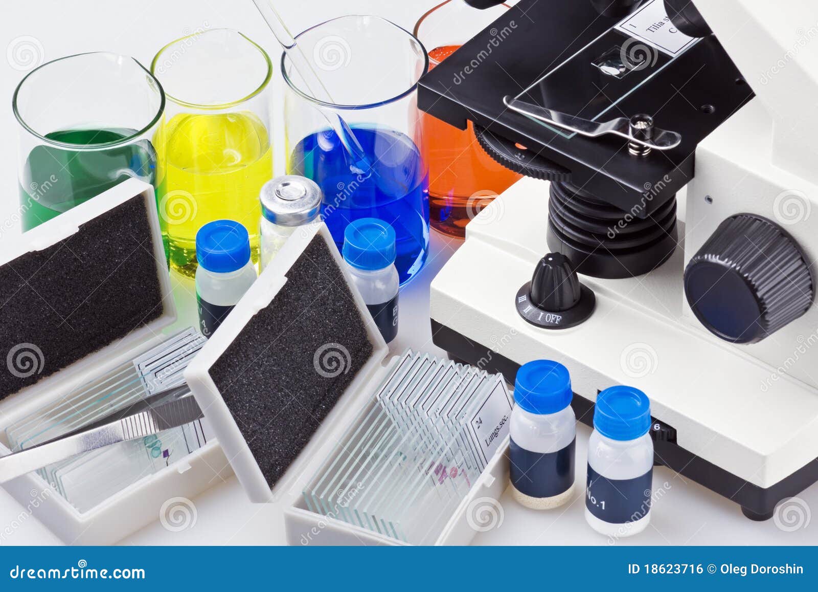 Microscope and Biological Reagents Stock Photo - Image of education ...
