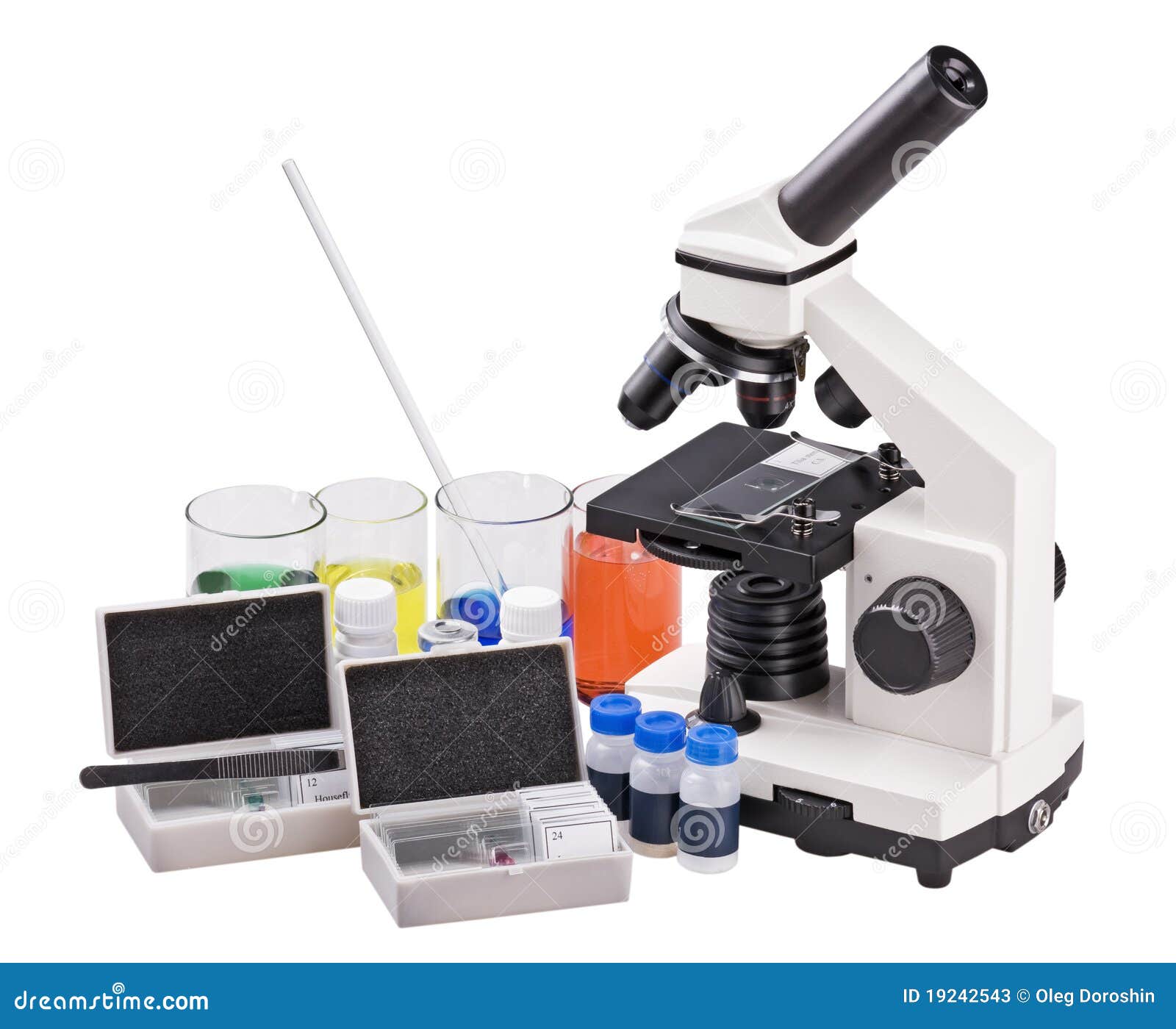 Microscope and Biological Reagents Stock Image - Image of lens, chemist ...