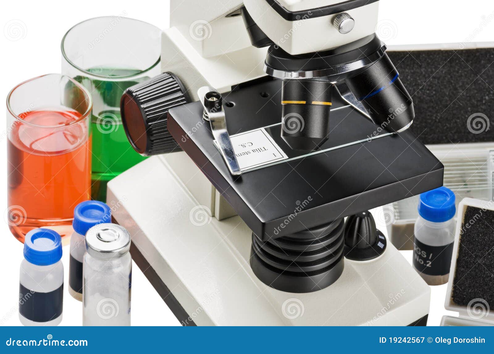 Microscope and Biological Reagents Stock Image - Image of instrument ...
