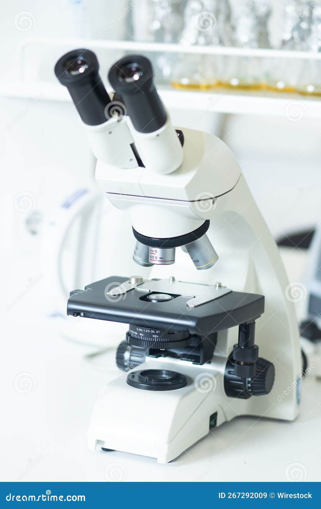 Microscope at the Biology Laboratory Stock Image - Image of ...