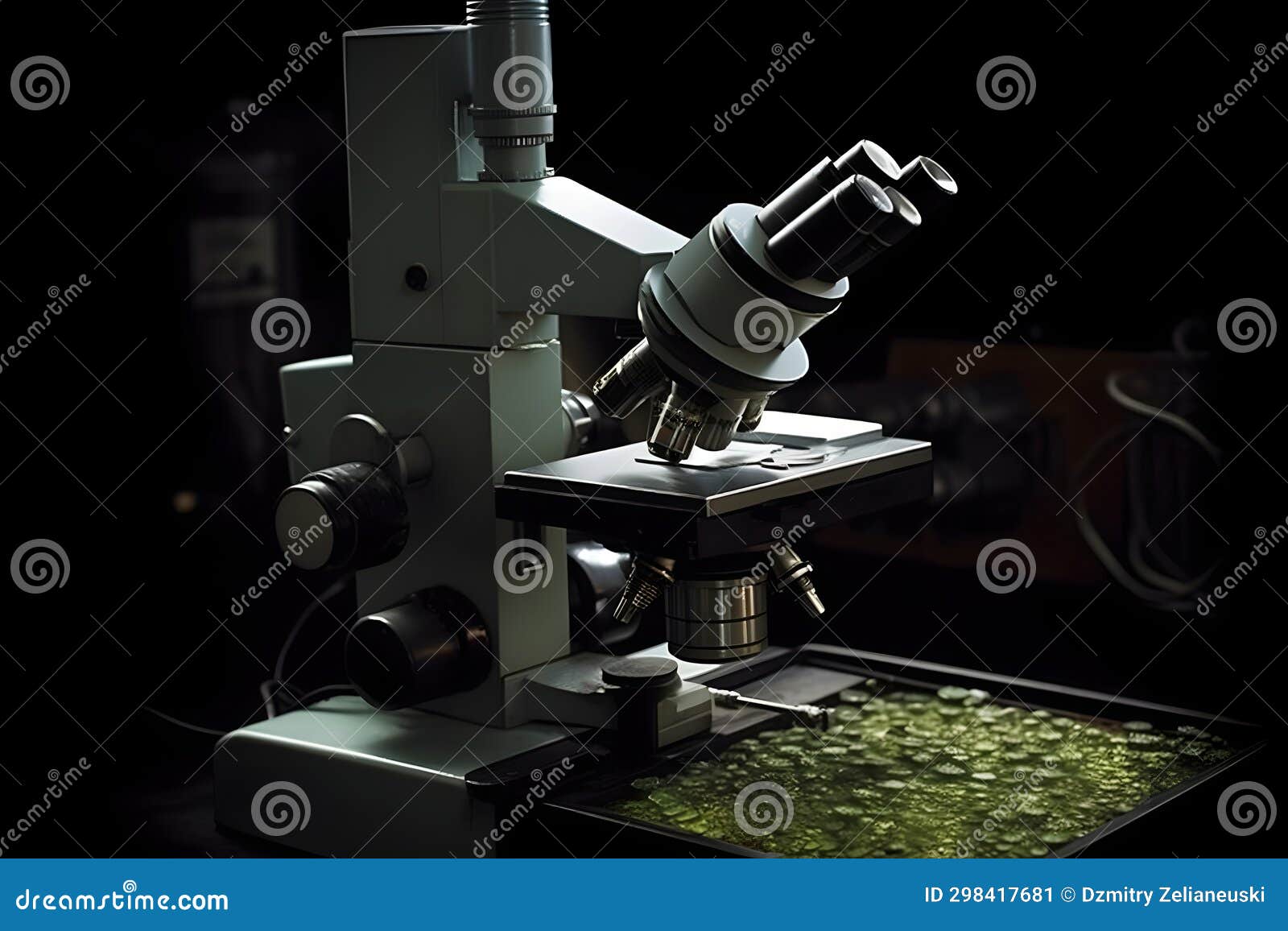 Microscope on Black Background. Generative AI Stock Illustration ...