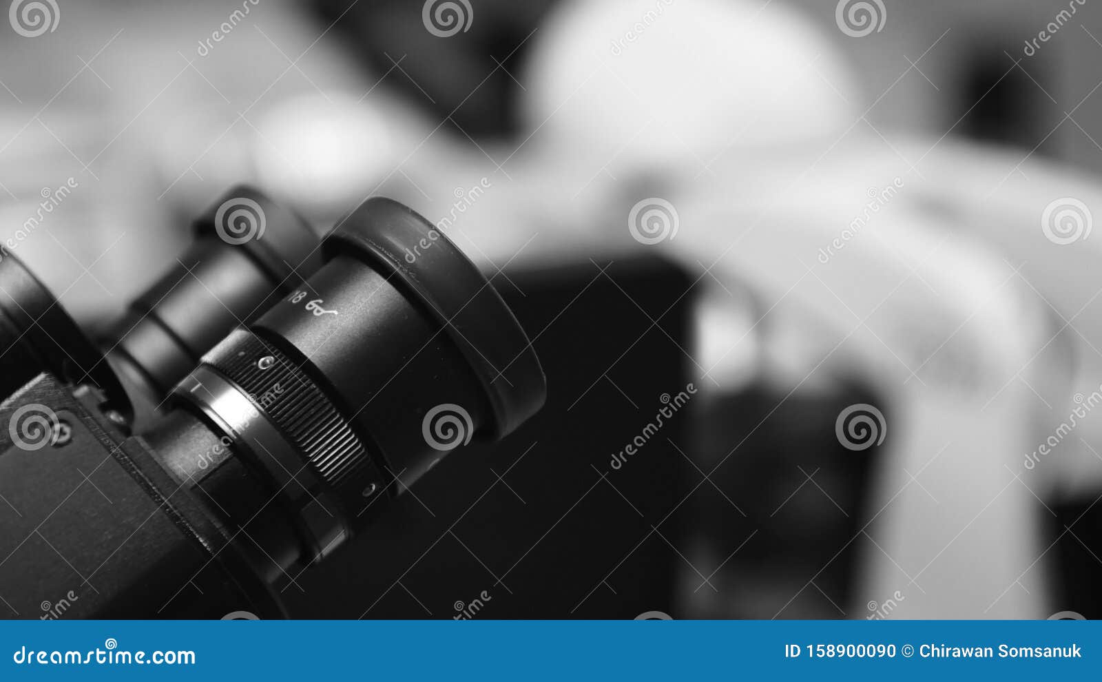 Microscope in Black and White Tone Stock Photo - Image of liquid ...