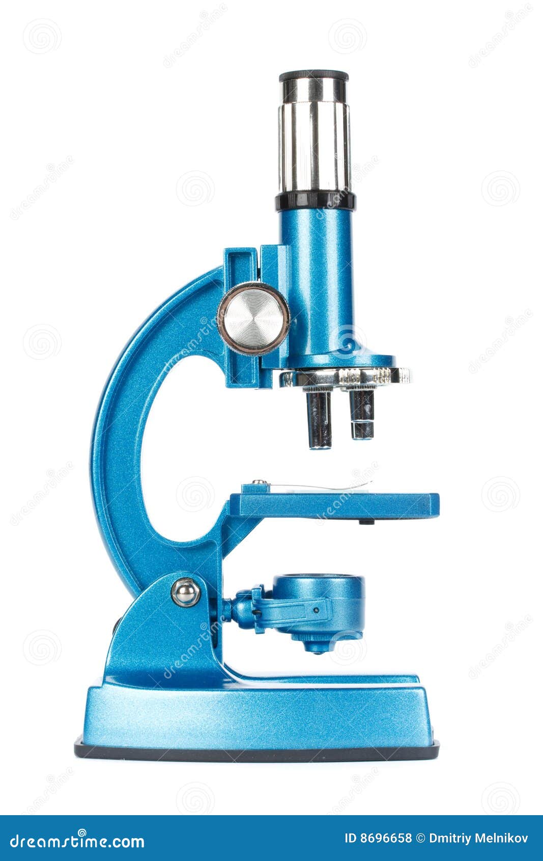 Microscope bleu photo stock. Image du lentille, exploration - 8696658