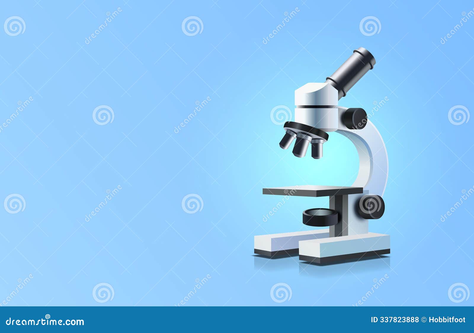 Microscope on a Blue Background, Studying and Examining Samples. Vector ...