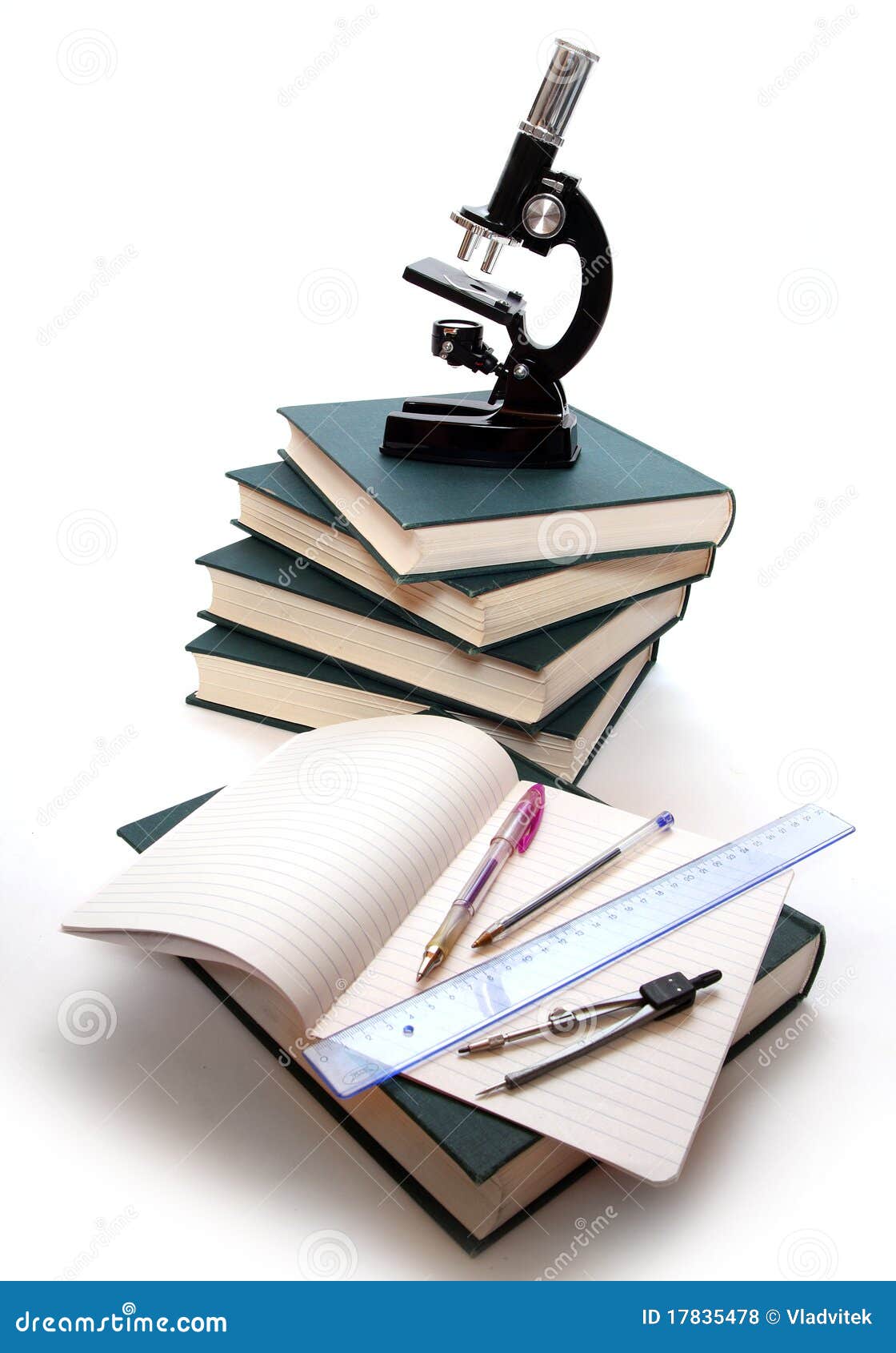 Microscope on a books. stock photo. Image of microscope - 17835478