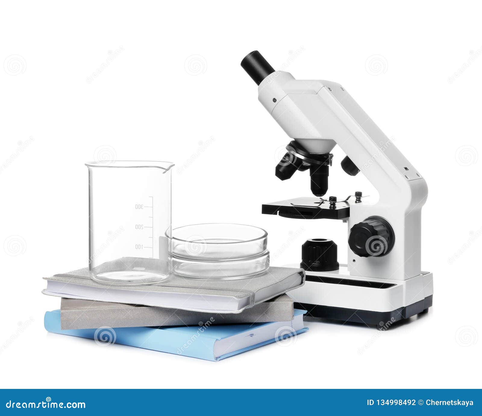 Microscope, Books and Medical Students Stuff Isolated Stock Photo ...