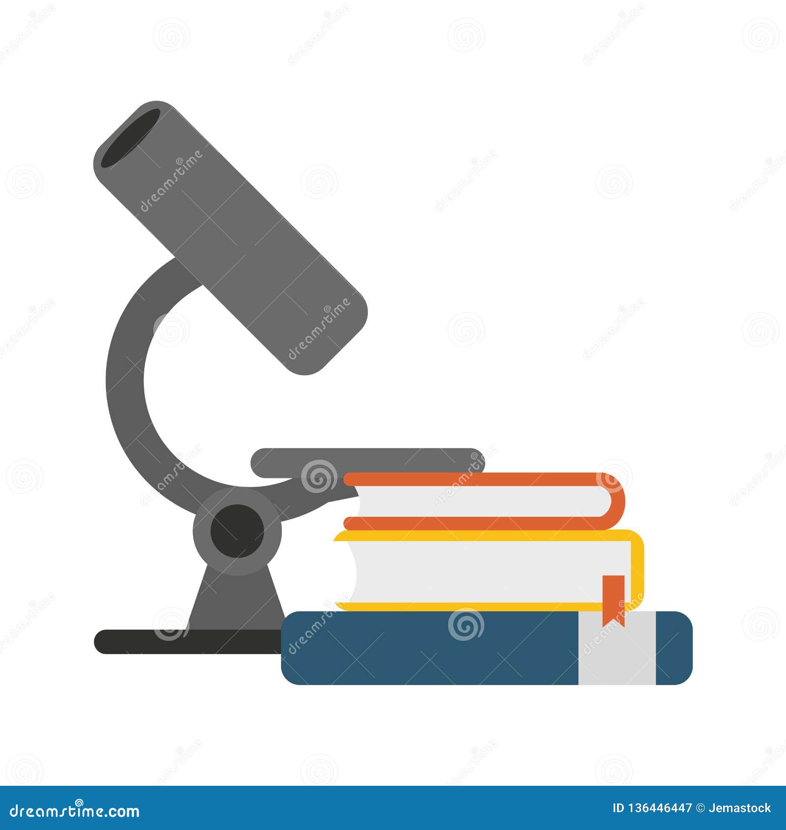 Microscope and books stock vector. Illustration of stack - 136446447