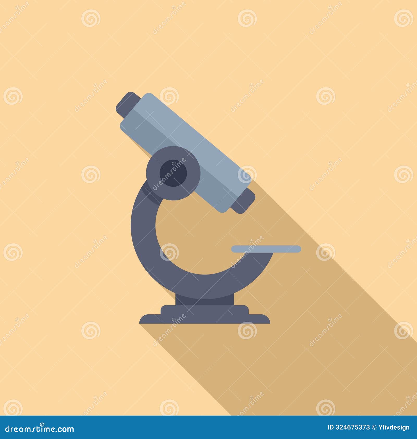 Microscope Casting Long Shadow on Yellow Background Stock Vector ...