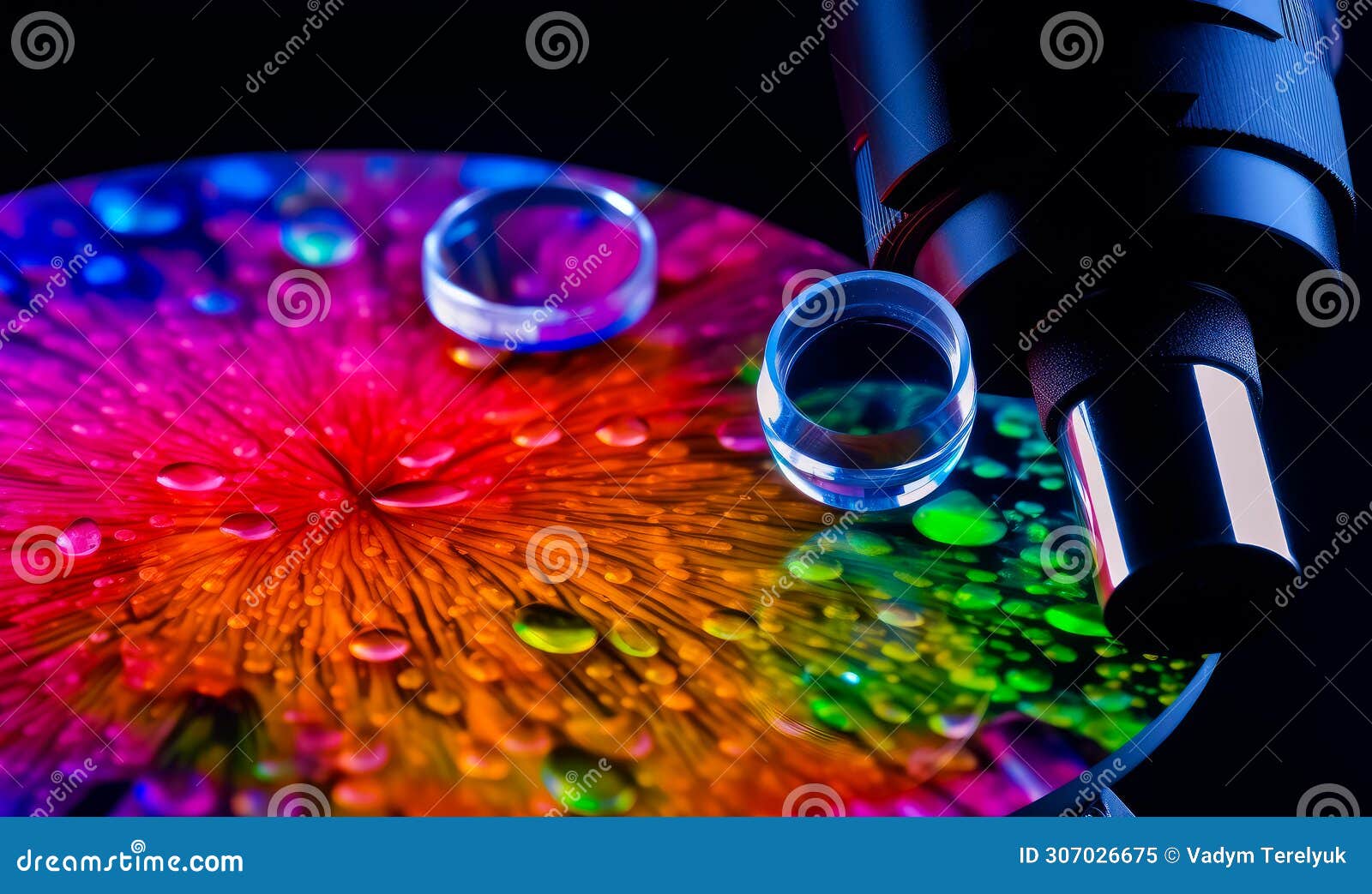 Microscope and CD with Colorful Light Stock Illustration - Illustration ...