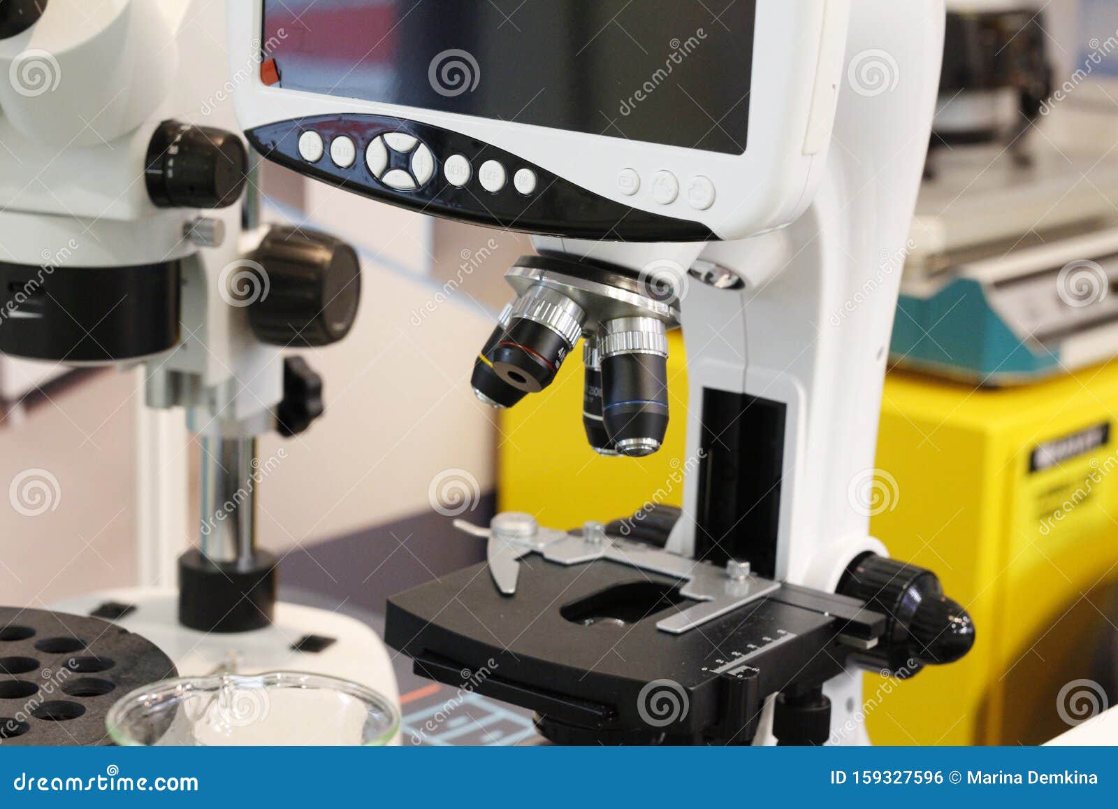 Microscope from a Chemical Laboratory. Equipment in the Laboratory ...