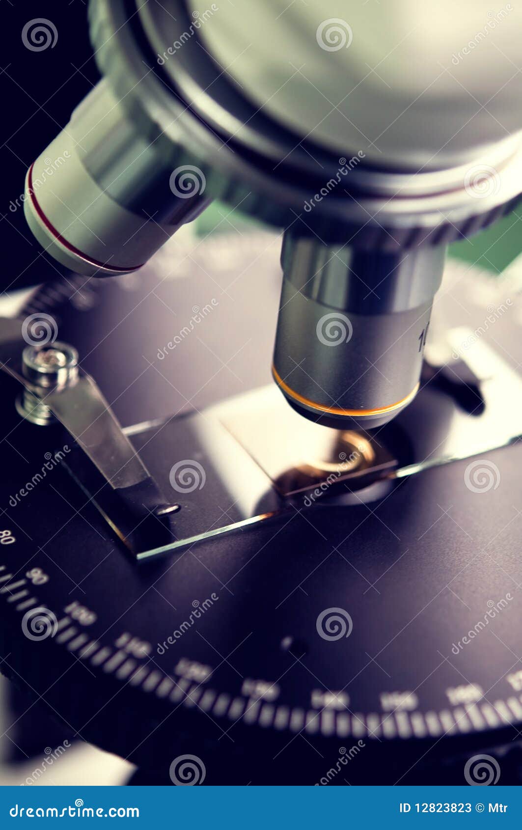 Microscope close-up stock image. Image of blue, laboratory - 12823823