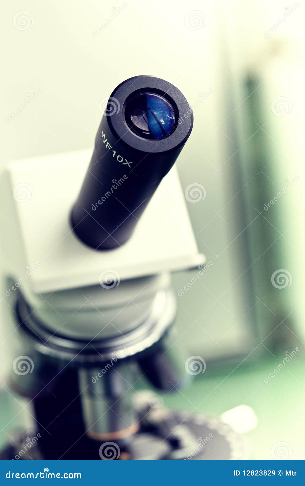 Microscope close-up stock image. Image of blue, analysis - 12823829