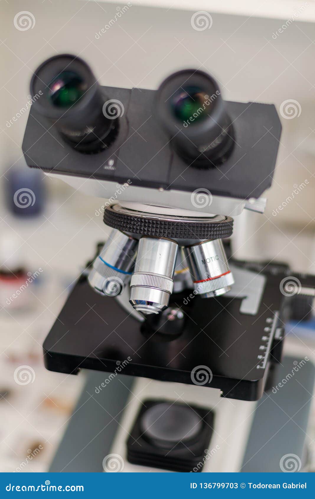 Microscope Close-up, Laboratory Equipment Stock Image - Image of ...