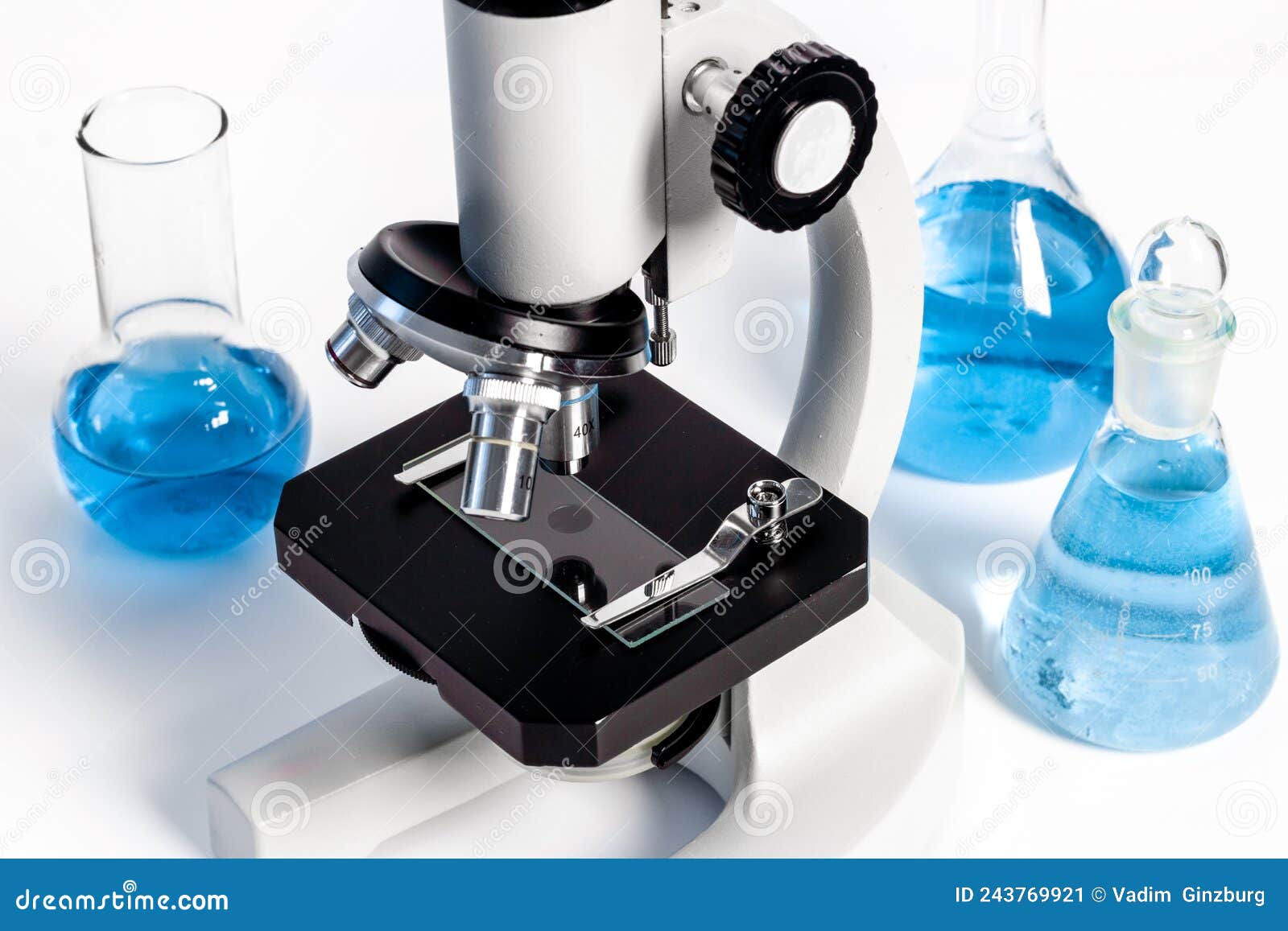 Microscope Close Up. Research in a Scientific Medical Laboratory Stock ...