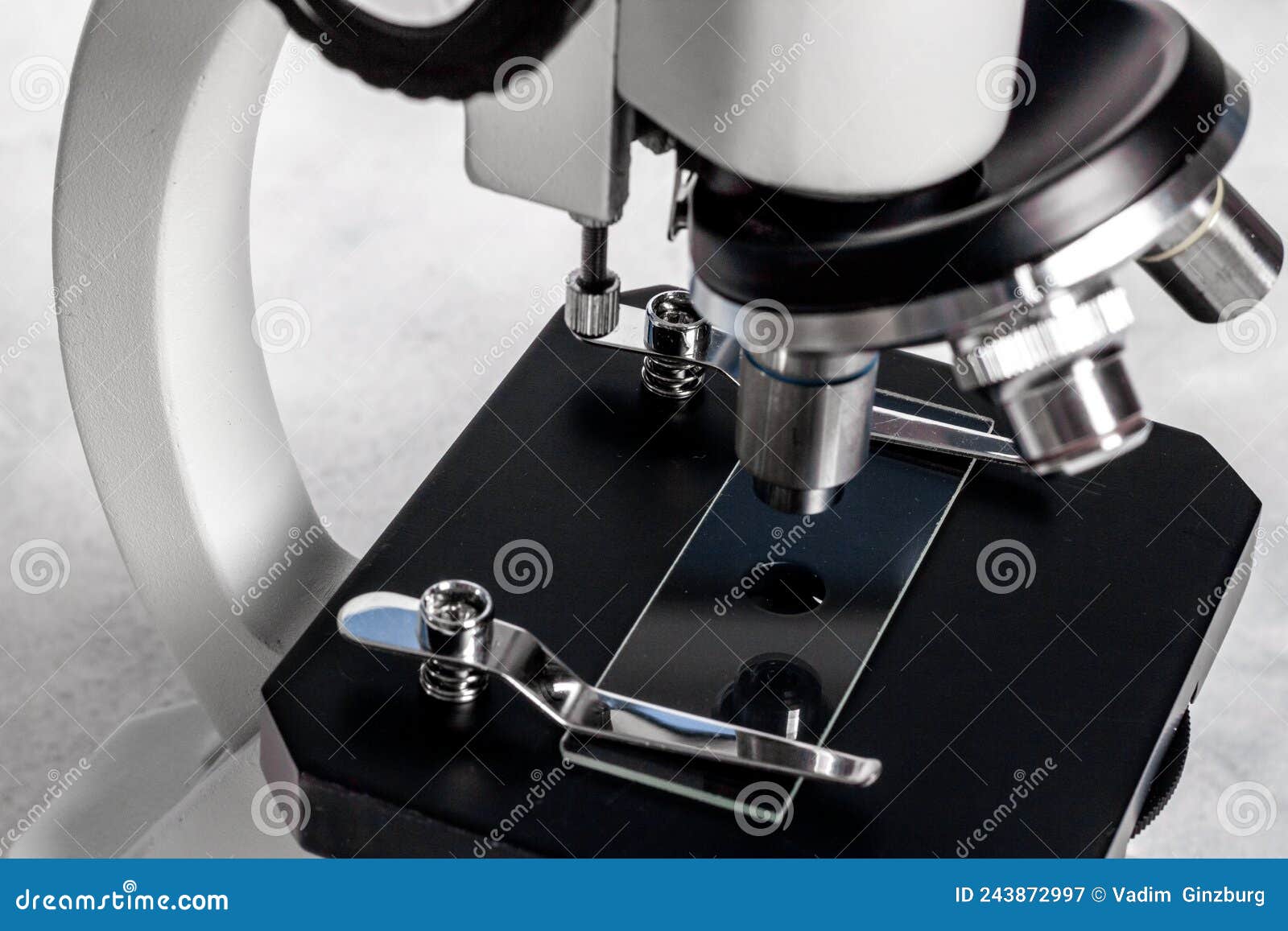 Microscope Close Up. Research in a Scientific Medical Laboratory Stock ...