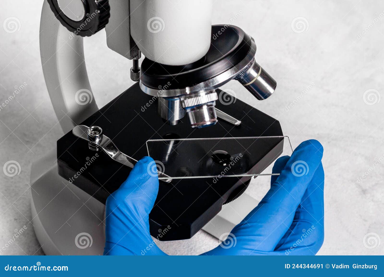 Microscope Close Up. Research in a Scientific Medical Laboratory Stock ...