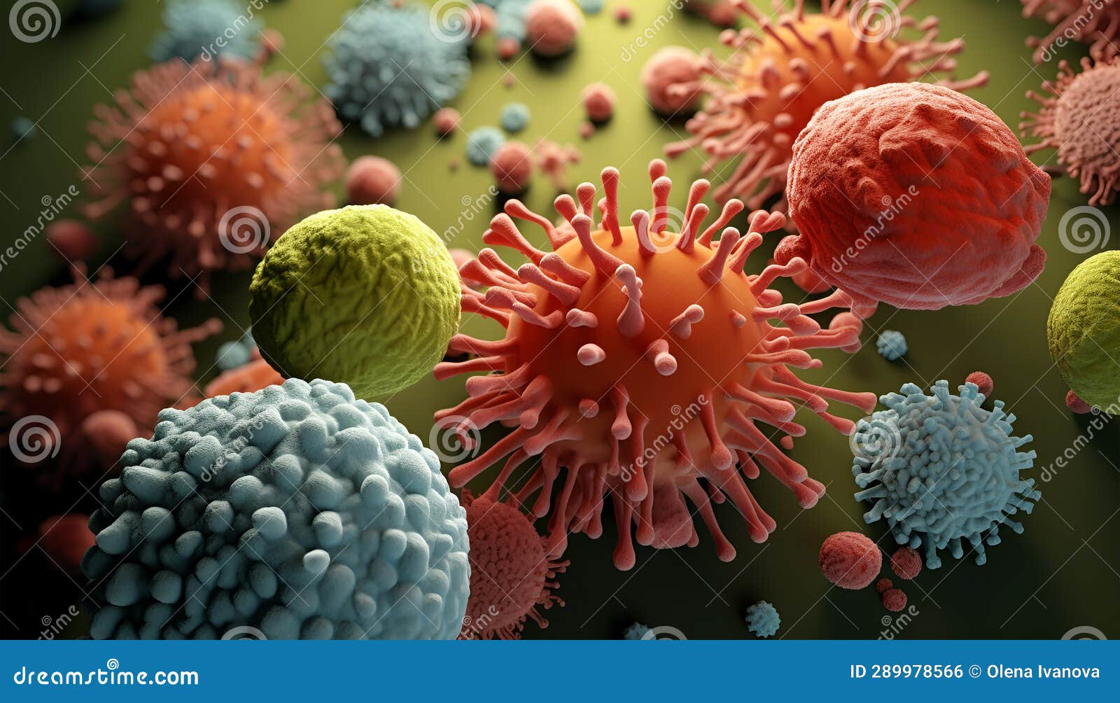 Microscope Closeup View of Bacteria Cells, Microbes Colony Cloud ...