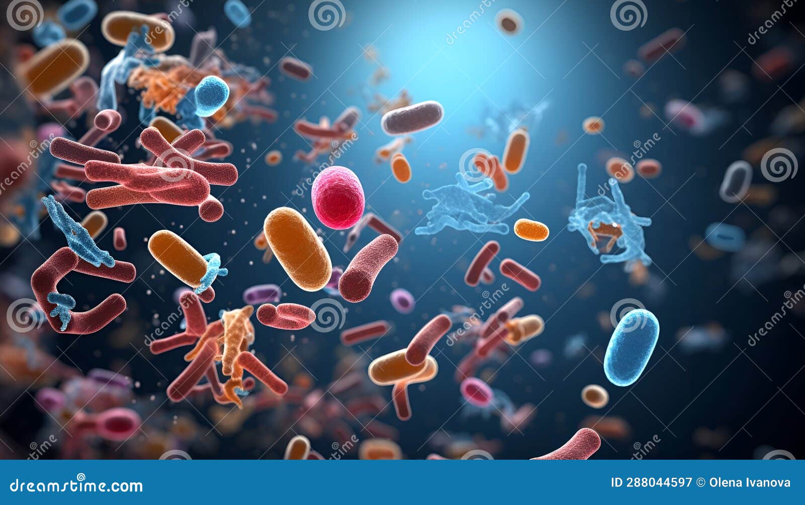 Microscope Closeup View of Bacteria Cells, Microbes Colony Cloud ...