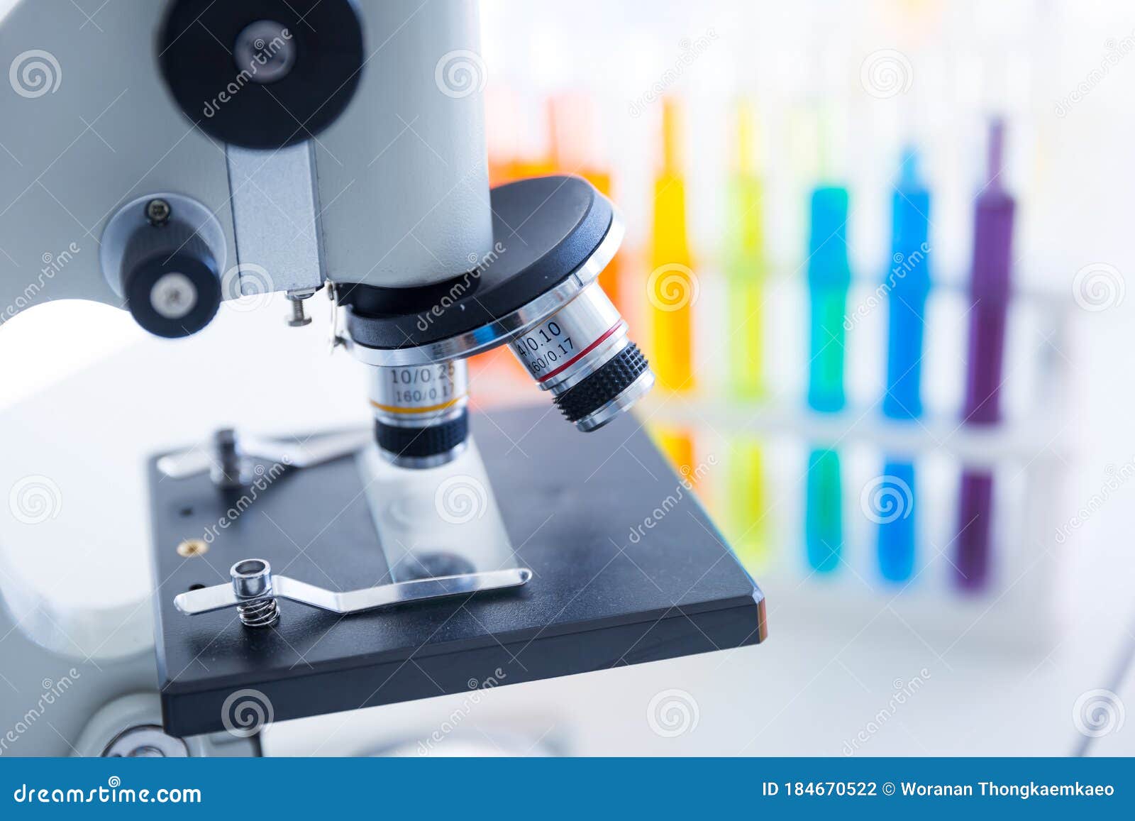 Microscope with a Colorful Test Tube in the Laboratory. Stock Photo ...