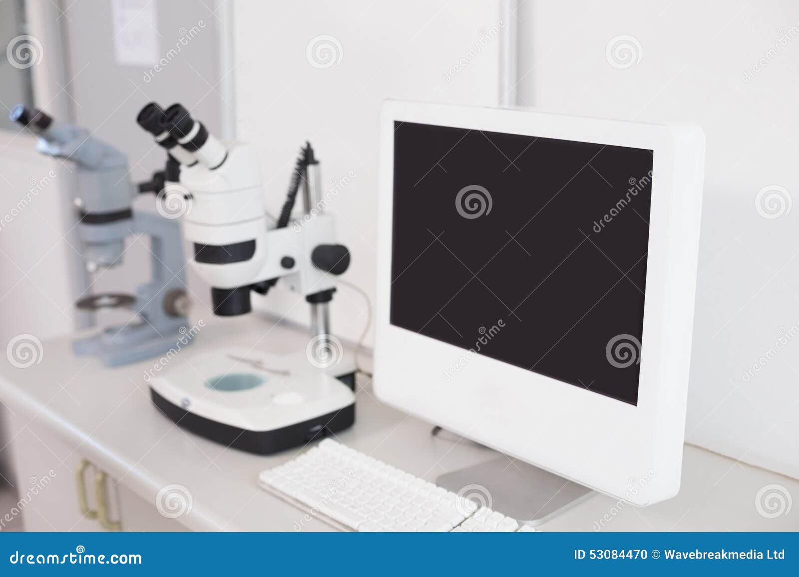 Microscope and computer stock photo. Image of biotechnology - 53084470