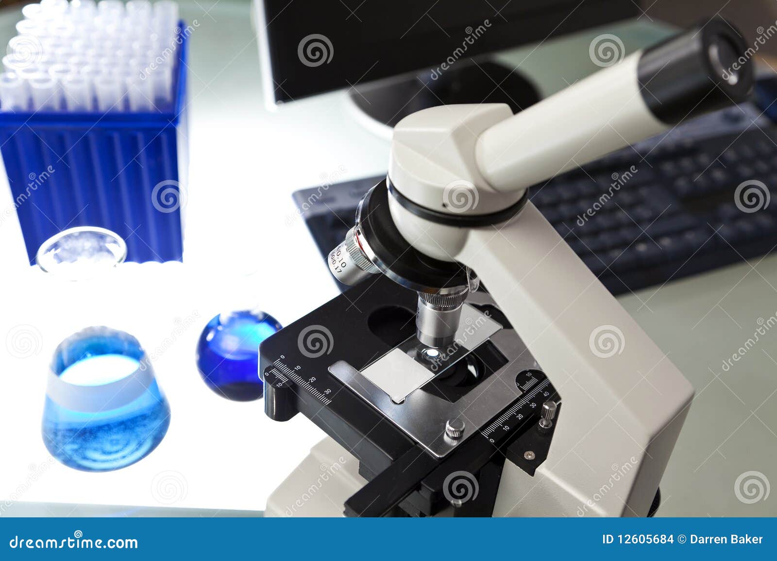 Microscope With Computer Monitor On Desk Royalty-Free Stock Image ...