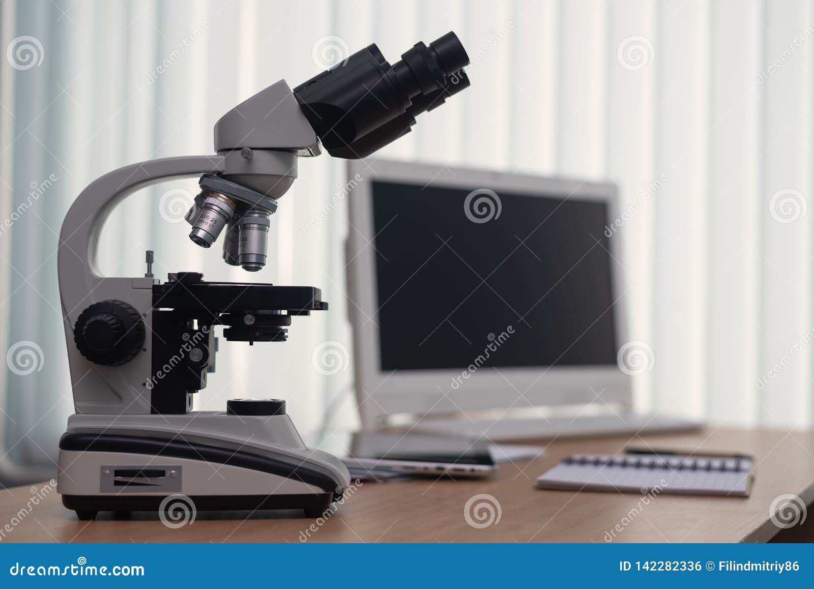 Microscope. stock photo. Image of microscope, microbiology - 142282336